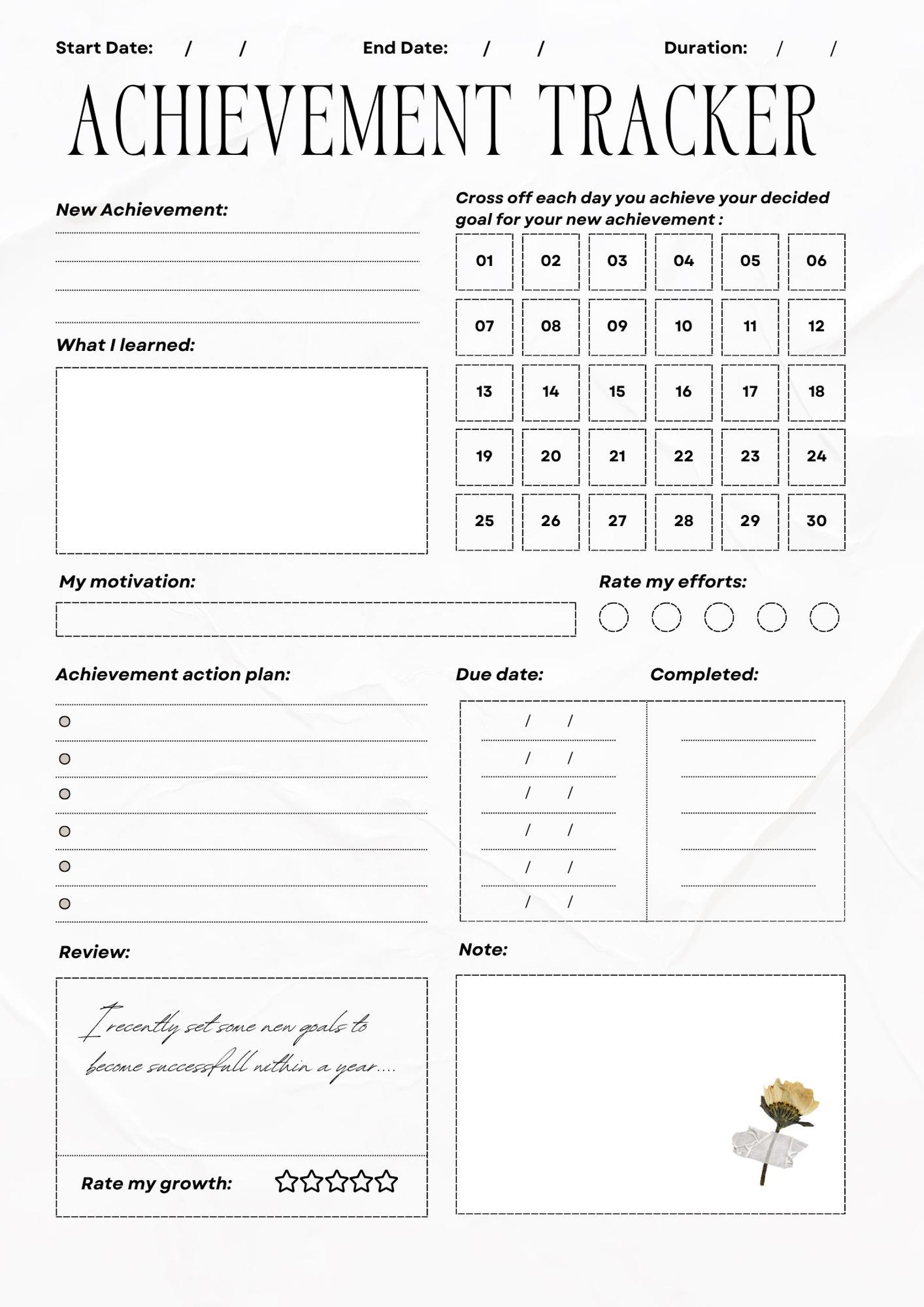 Fillable Goal Planner –fillable Achievement Tracker, Success Journal ...