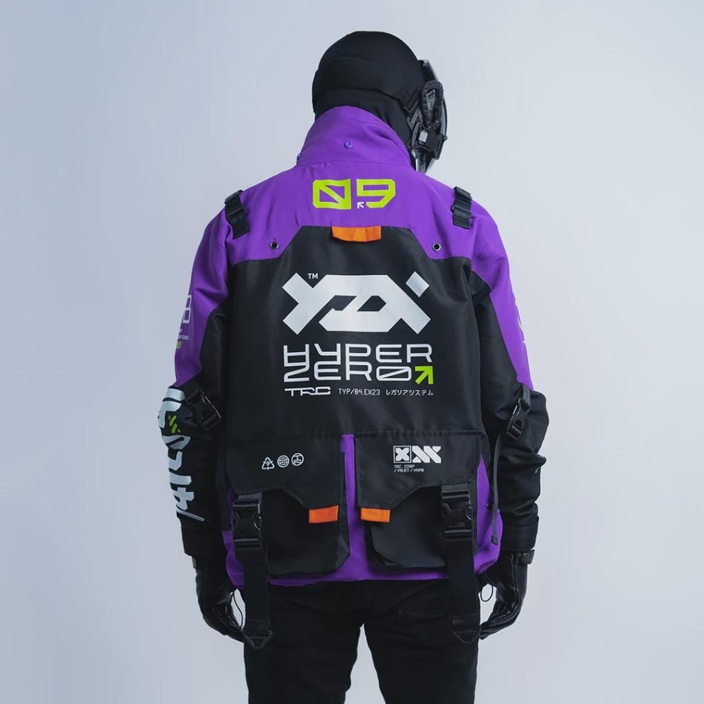 Techwear Bomber Jacket Hyper Zero Purple Windproof Techwear Cyberpunk ...