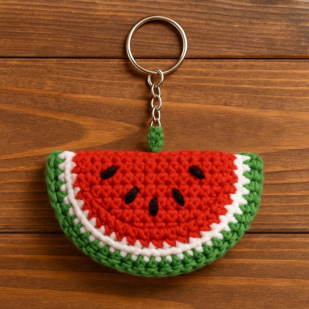 Watermelon Keychain Crochet Pattern PDF – Easy Summer Fruit Amigurumi ...