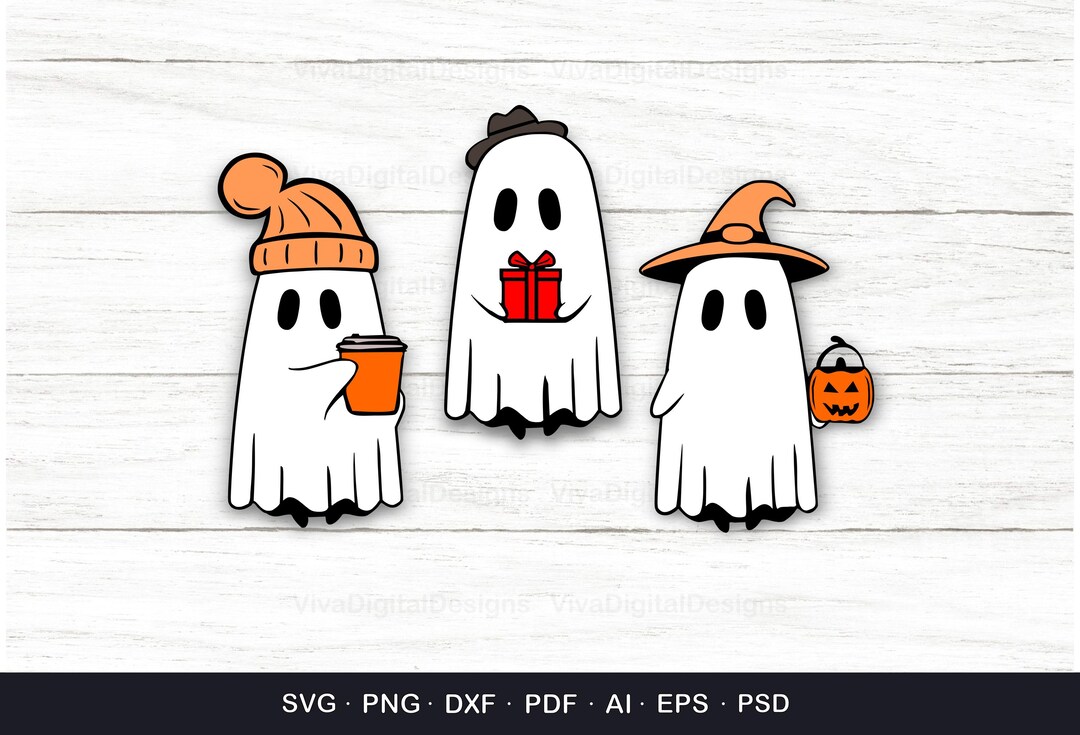 Halloween Cute Ghost Bundle Svg, Autumn Decoration Ideas, Fall Decor ...
