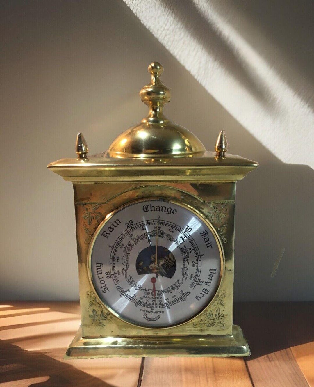 Antique 1940’s Daymaster Solid Brass Regency Style Barometer, Made in ...