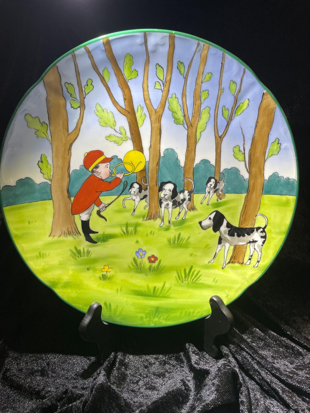 Antique German Porcelain Art Plate – Hand-painted Huntsman & Hounds - Etsy