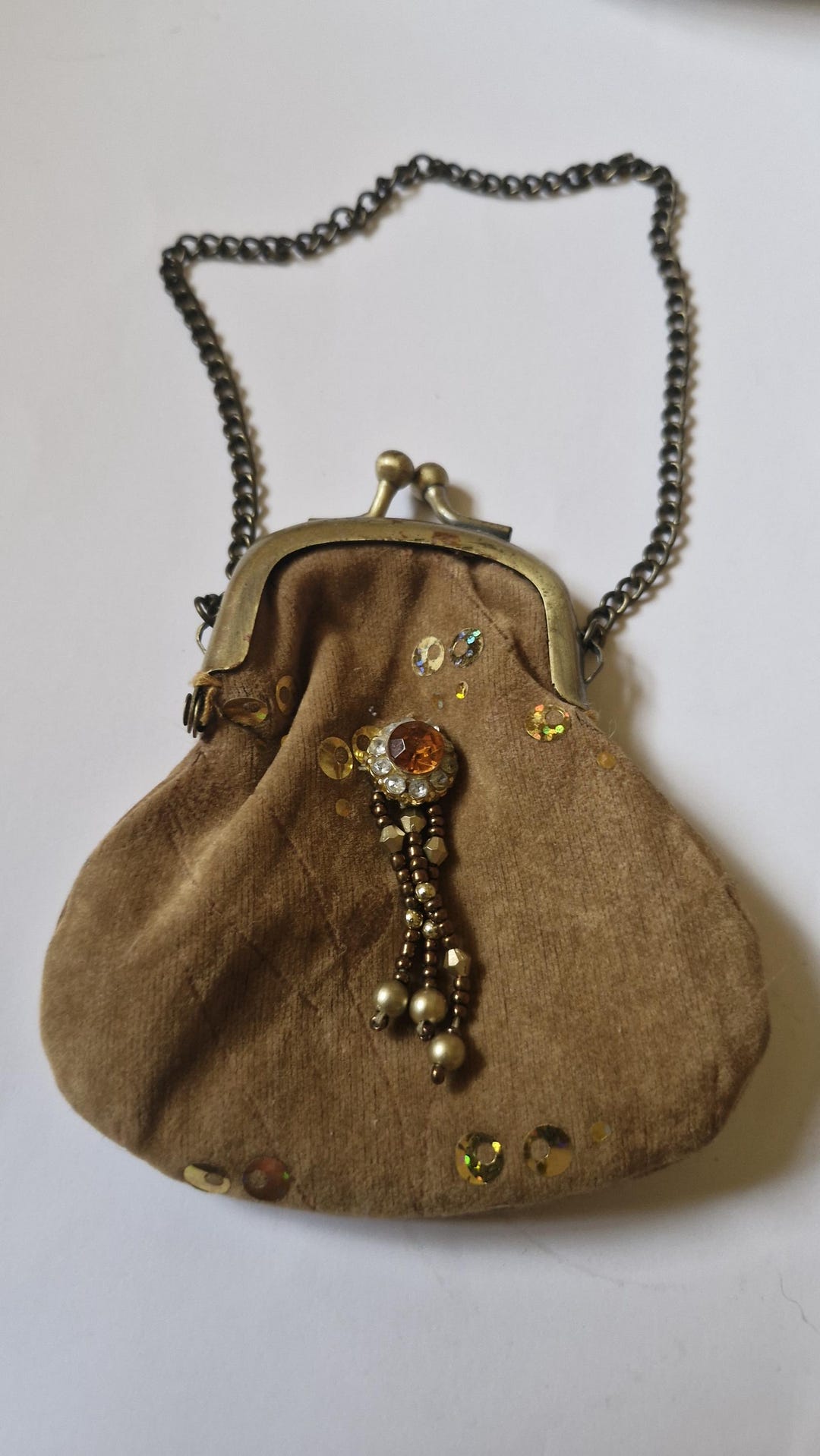 Antique Victorian Suede Coin Purse Embellished - Etsy