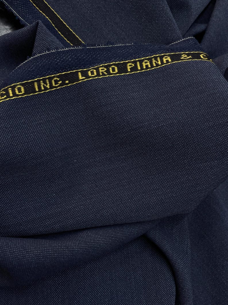 LORO PIANA Piana Navy Blue Wool Suiting Fabric, Super 130s ZELANDER, by ...