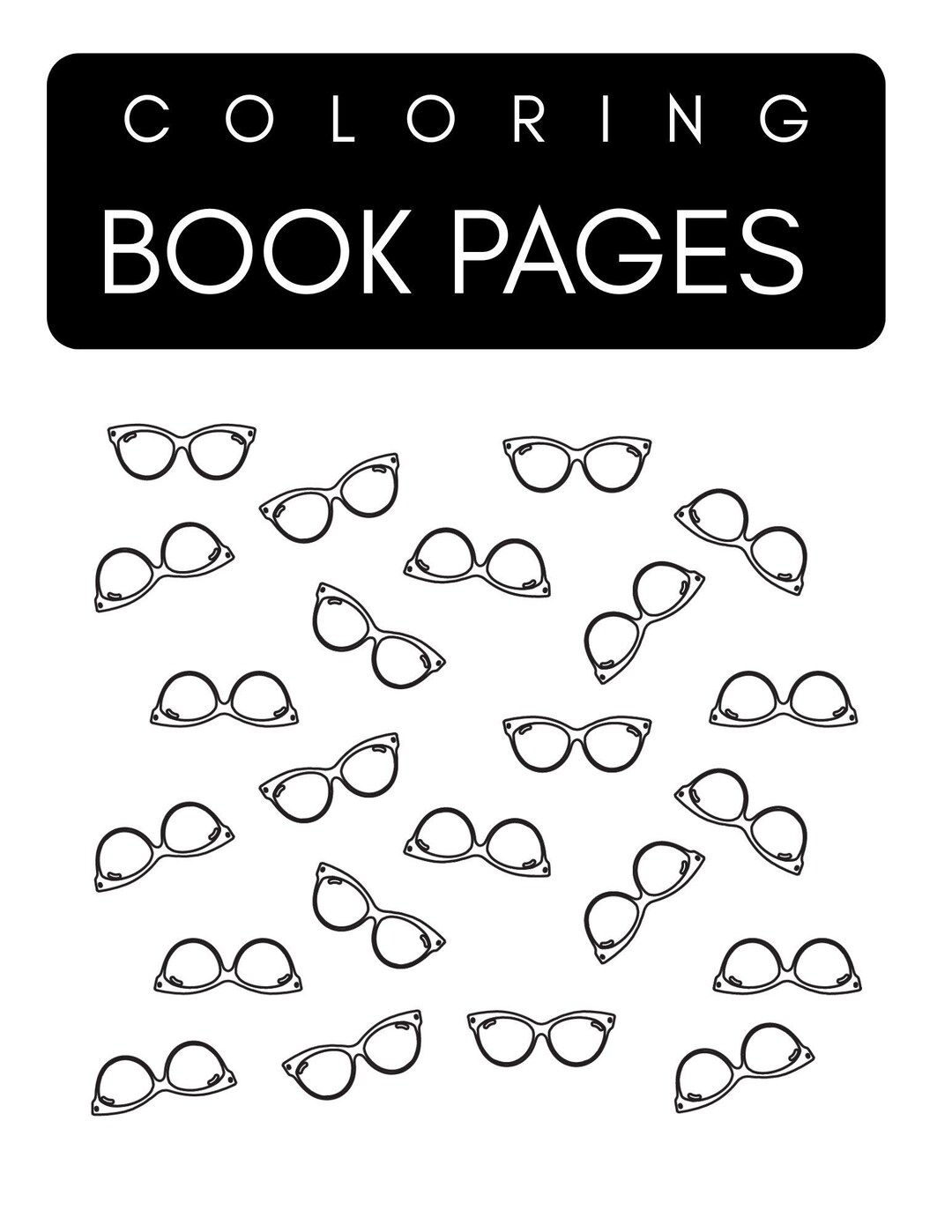 Coloring Book Page | Printable Art | Summer Sunglasses - Etsy