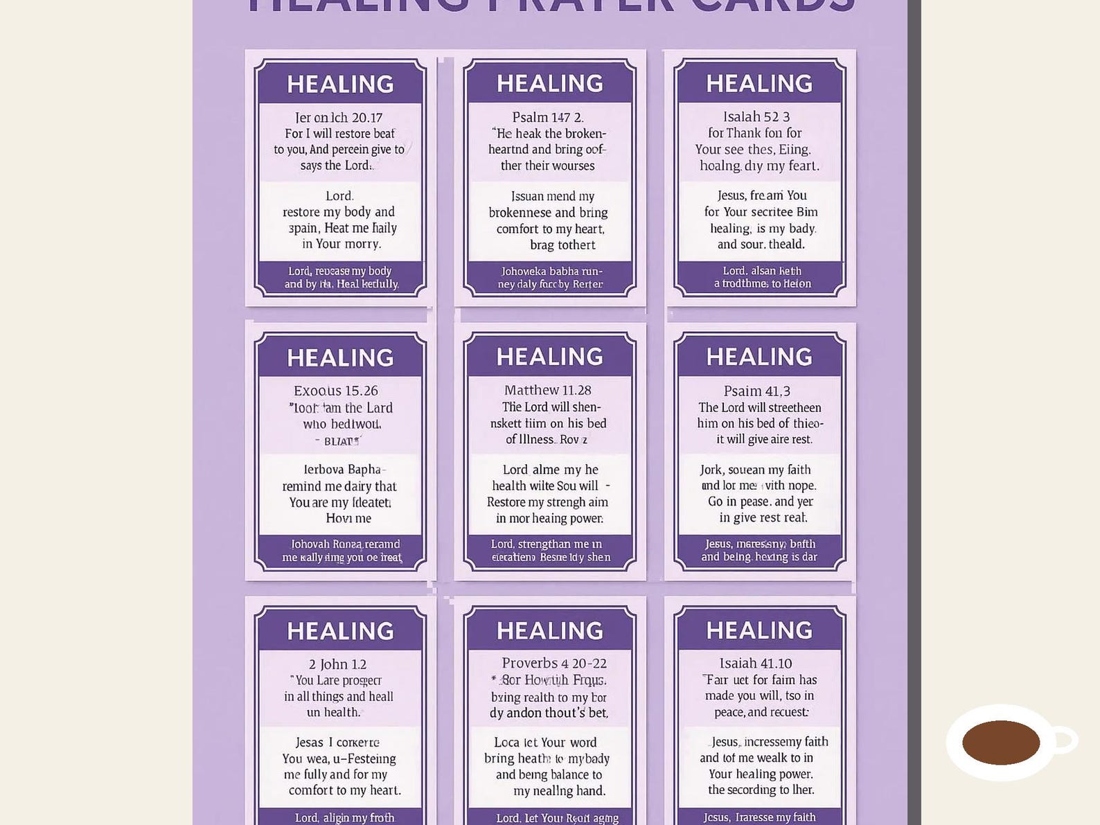 Healing Scripture Cards: Bible Verse Prayers, Purple Theme (PDF ...