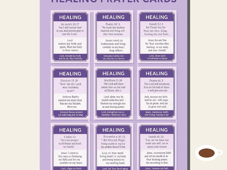 Healing Scripture Cards: Bible Verse Prayers, Purple Theme (PDF ...