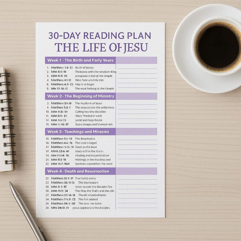 30-day Bible Reading Plan | the Life of Jesus | Printable Christian ...