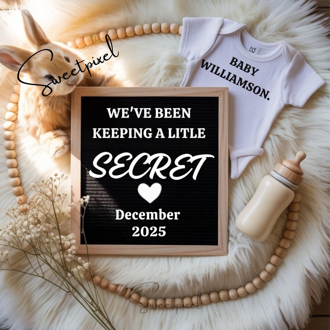 Secret Pregnancy Announcement Template, Editable Canva Design (digital ...