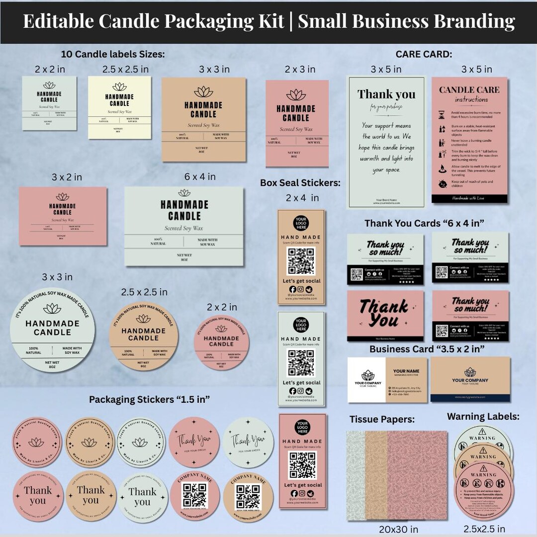 Printable Candle Label Template | Editable Canva Candle Labels | Small ...
