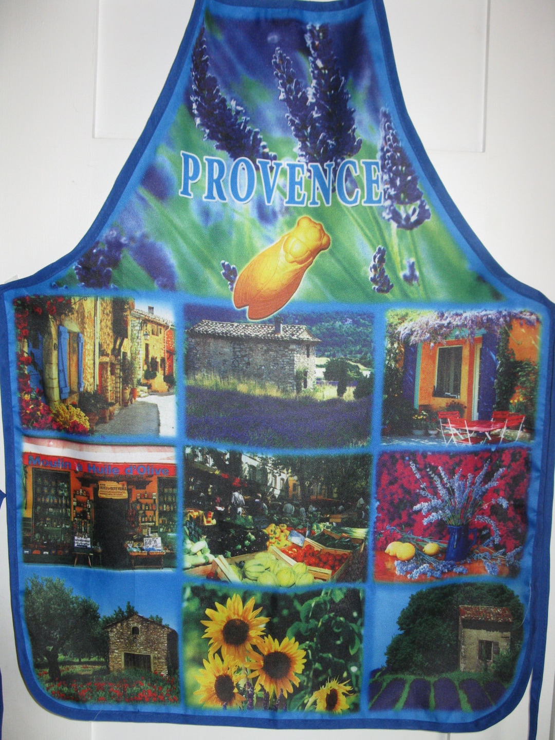 Vintage Blue Printed Apron. Vintage Souvenir De Provence Lovely Apron ...