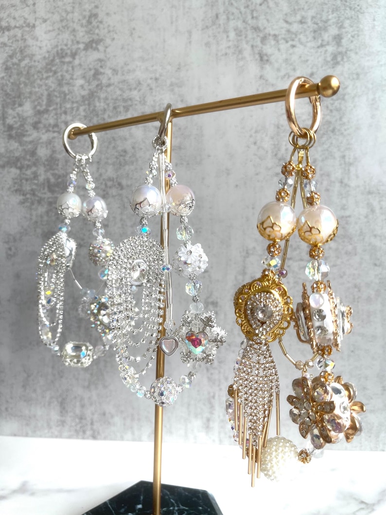 Crystal Fantasy Charm Keychain: Gold & Silver Luxe Accessory - Etsy