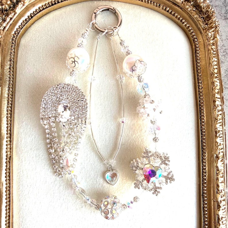 Crystal Fantasy Charm Keychain: Gold & Silver Luxe Accessory - Etsy