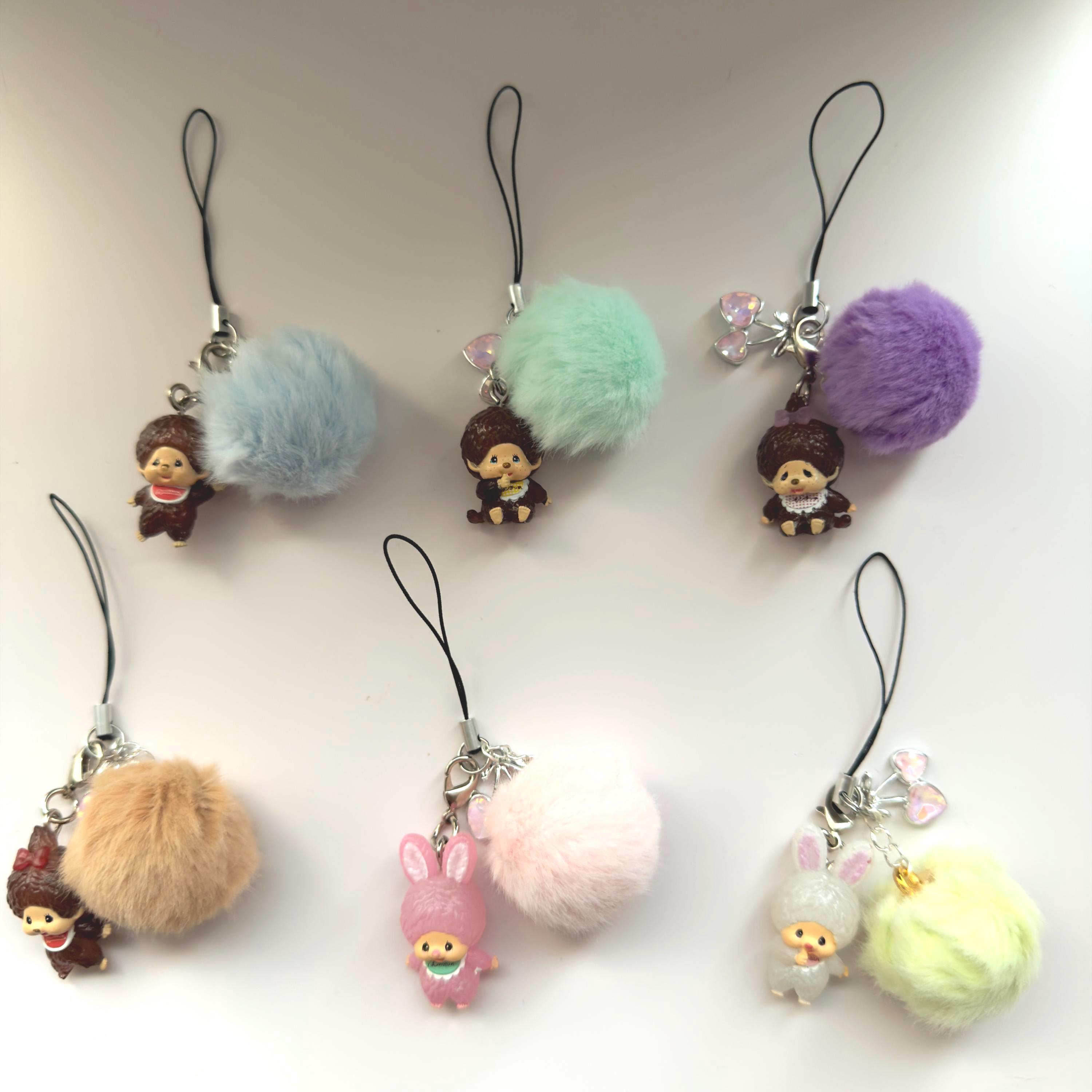 Monchhichi Furry Strap Charm – Kawaii Phone & Bag Accessory - Etsy