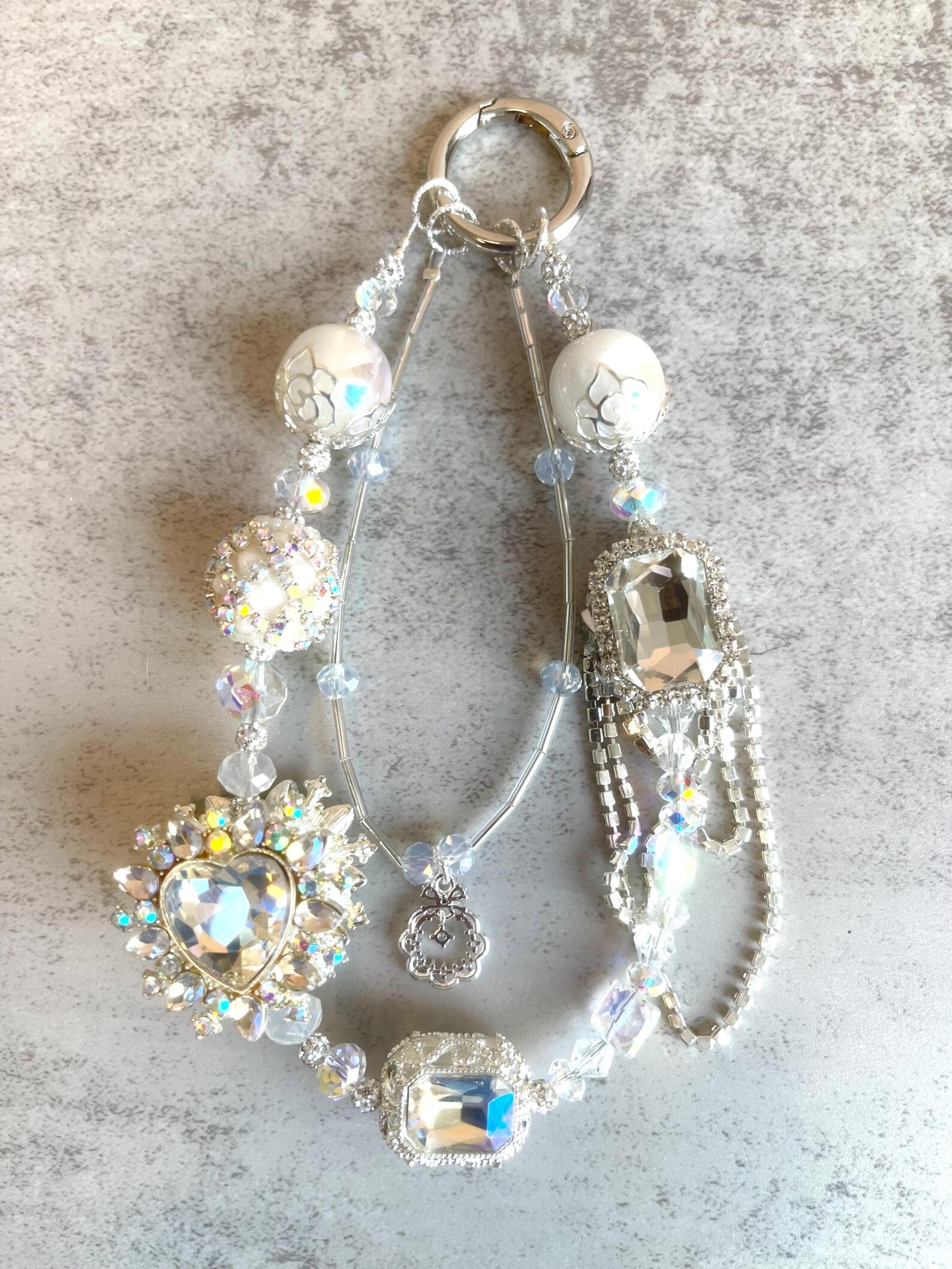 Crystal Fantasy Charm Keychain: Gold & Silver Luxe Accessory - Etsy