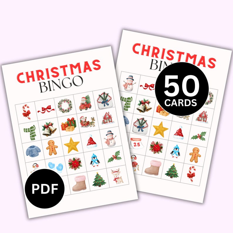 Christmas Bingo Game, Holiday Bingo Cards, Family Party Bingo, Festive ...