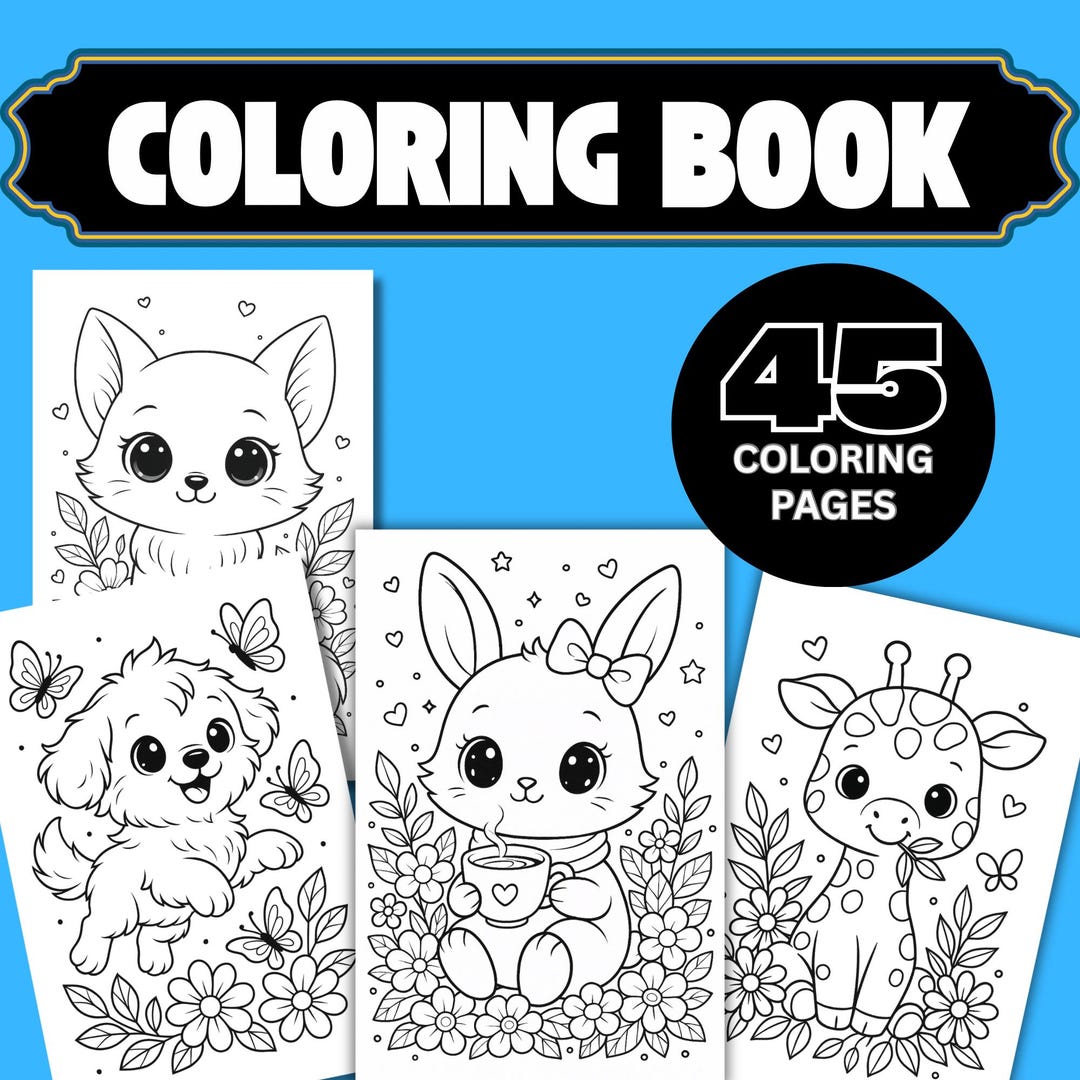 Kawaii Animal Coloring Pages for Kids, Cute Printable Coloring Book PDF ...