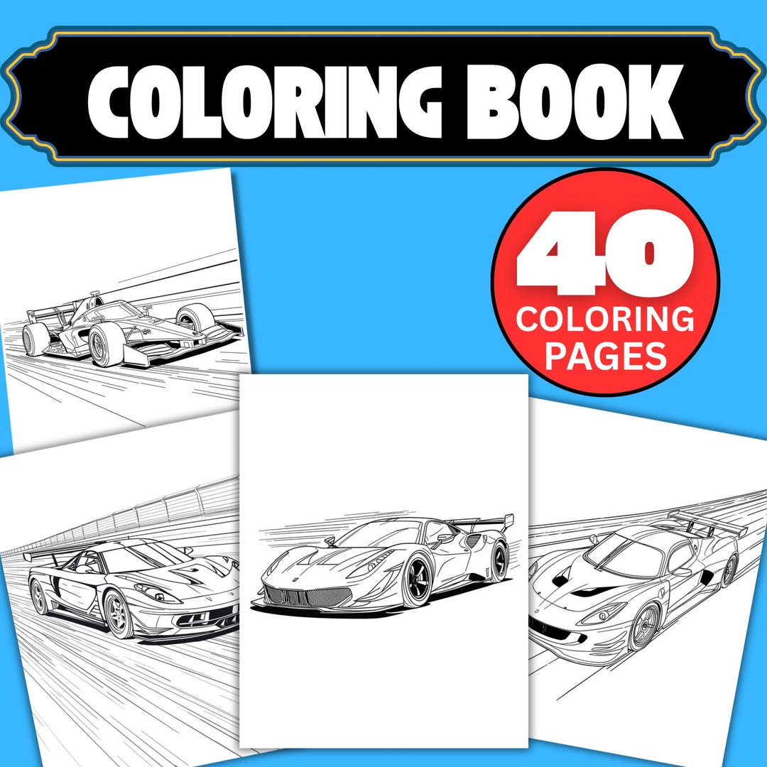 Fast Sports Car Coloring Pages for Kids and Adults • Printable Racing ...