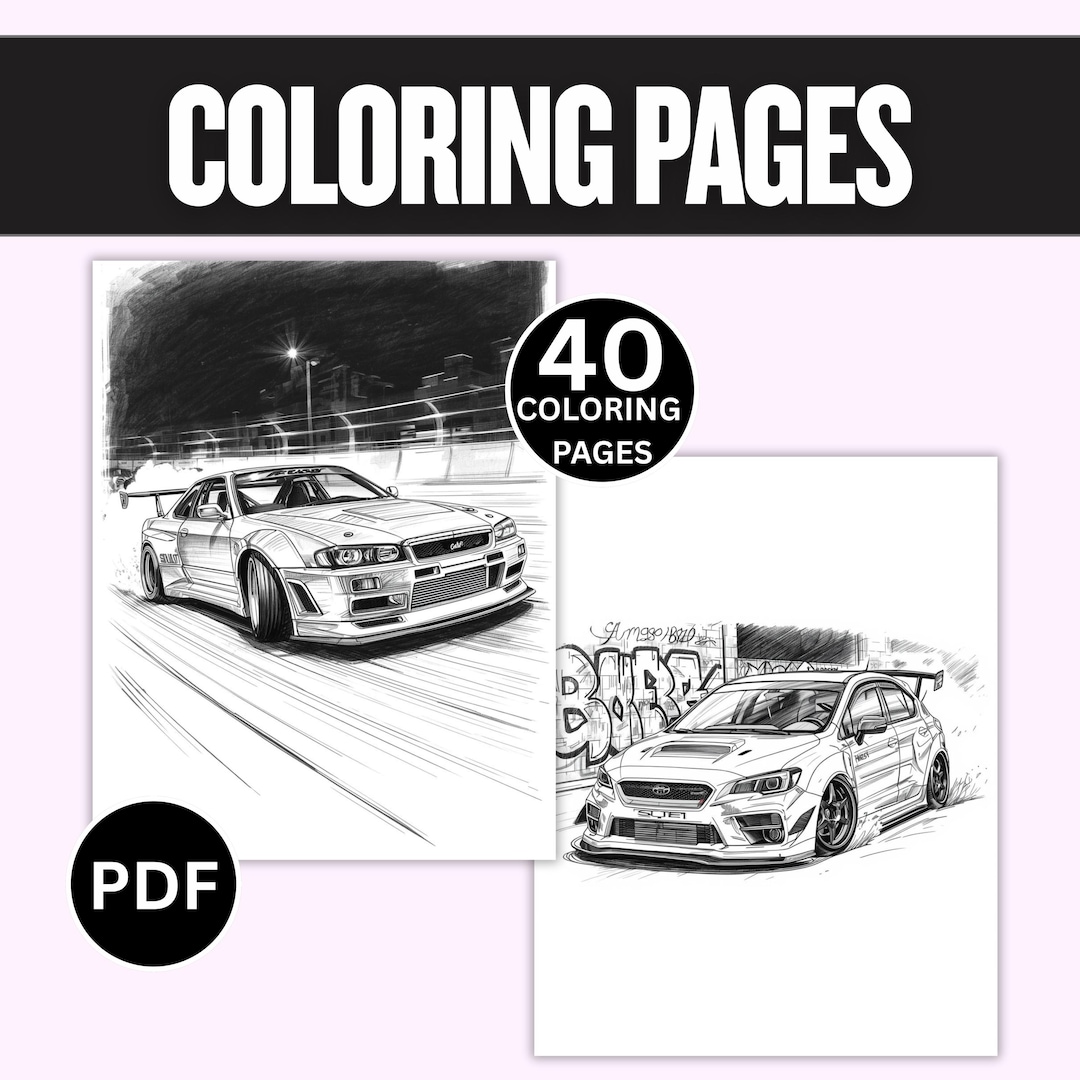 Street Racing Cars Coloring Book, Tuned Vehicles (digital Download) - Etsy