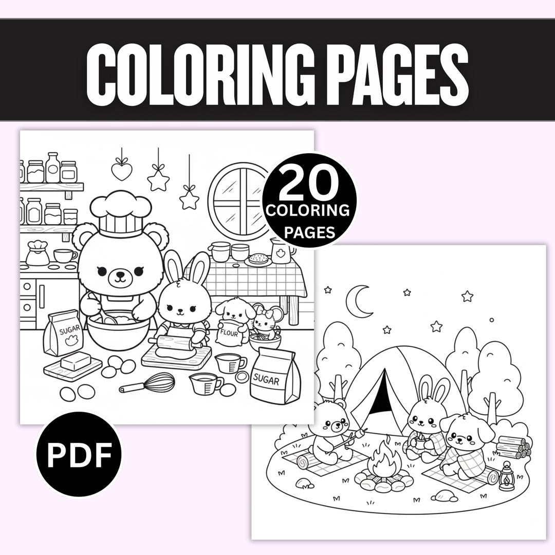 Cute Animal Coloring, Kawaii Animal Coloring, Kids Animal Coloring ...
