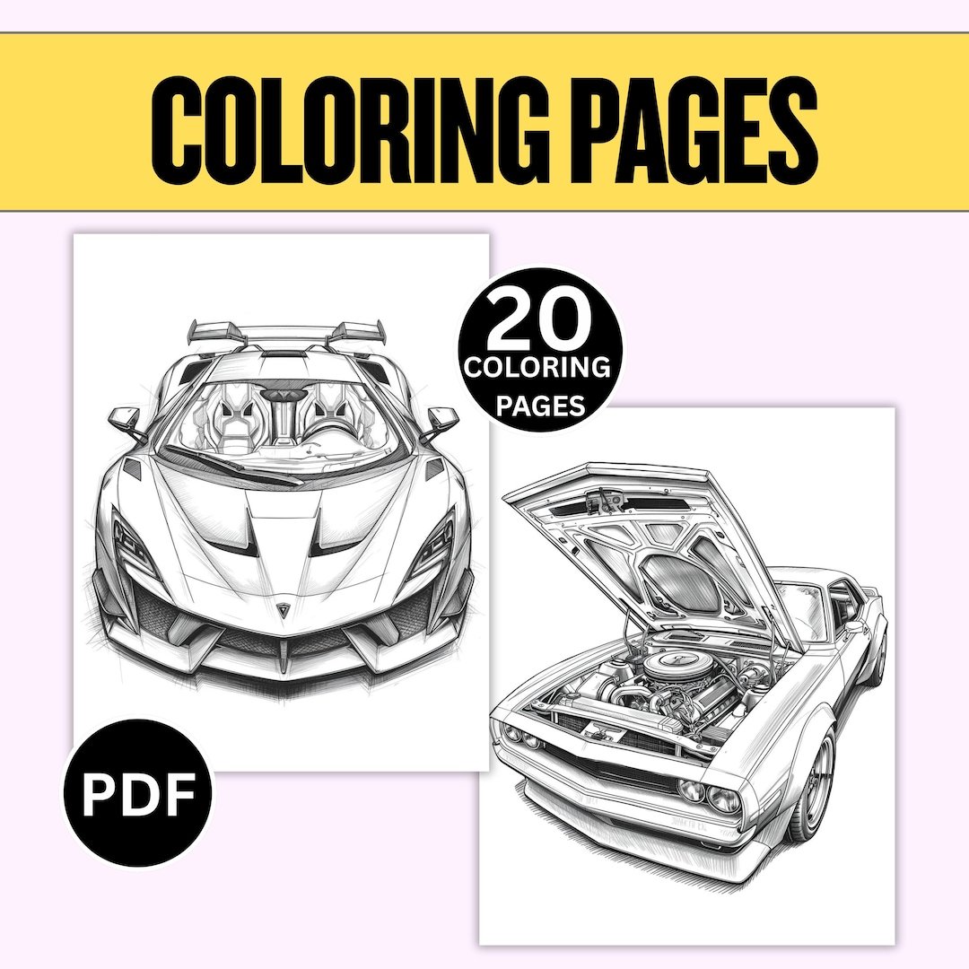 Car Coloring Pages, Supercar Coloring Sheets, Muscle Car Printable ...