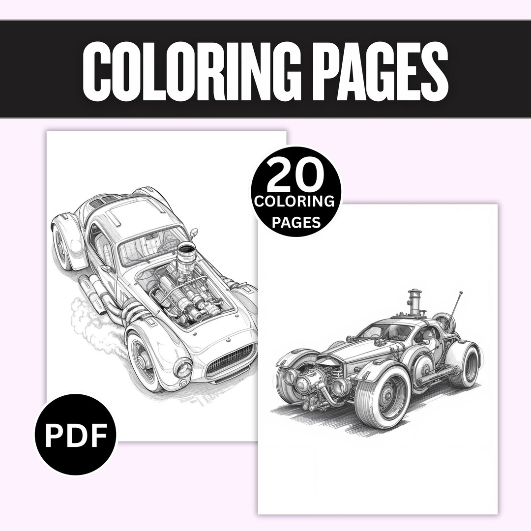 Steampunk Cars Coloring Pages – 20 Futuristic Designs (PDF Download) - Etsy