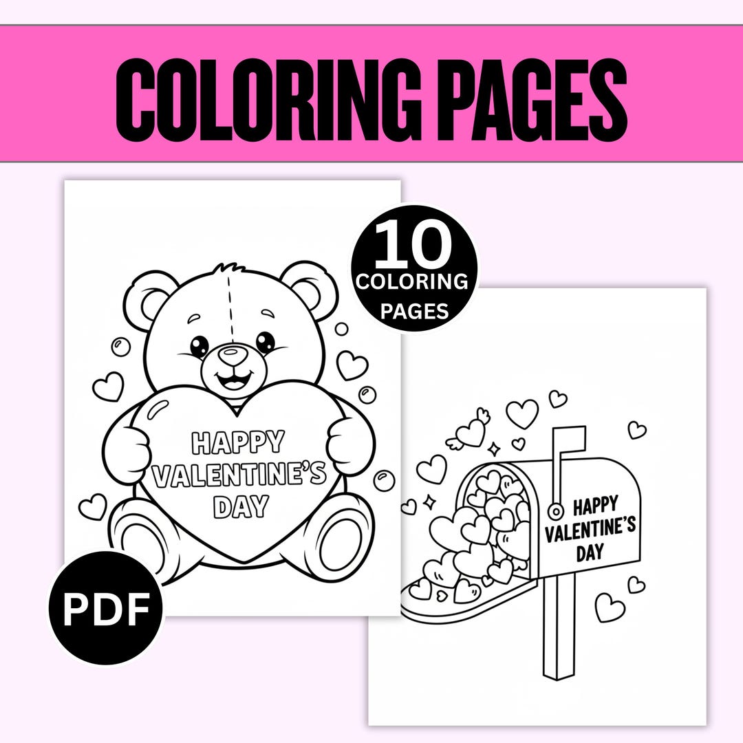 Valentine Coloring Pages, Kids Valentine Coloring Sheets, Cute Love ...