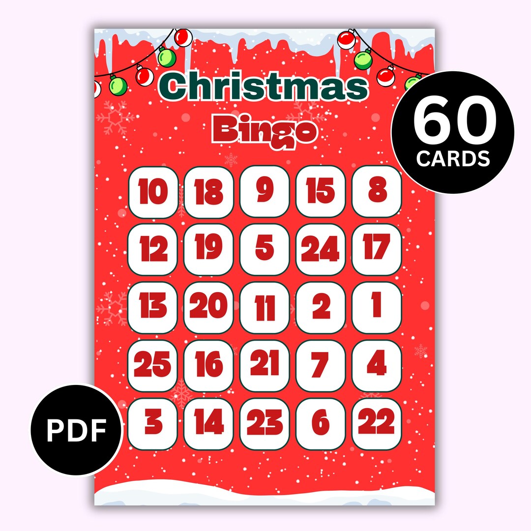 Christmas Bingo Game, Holiday Bingo Cards, Family Party Bingo, Kids ...
