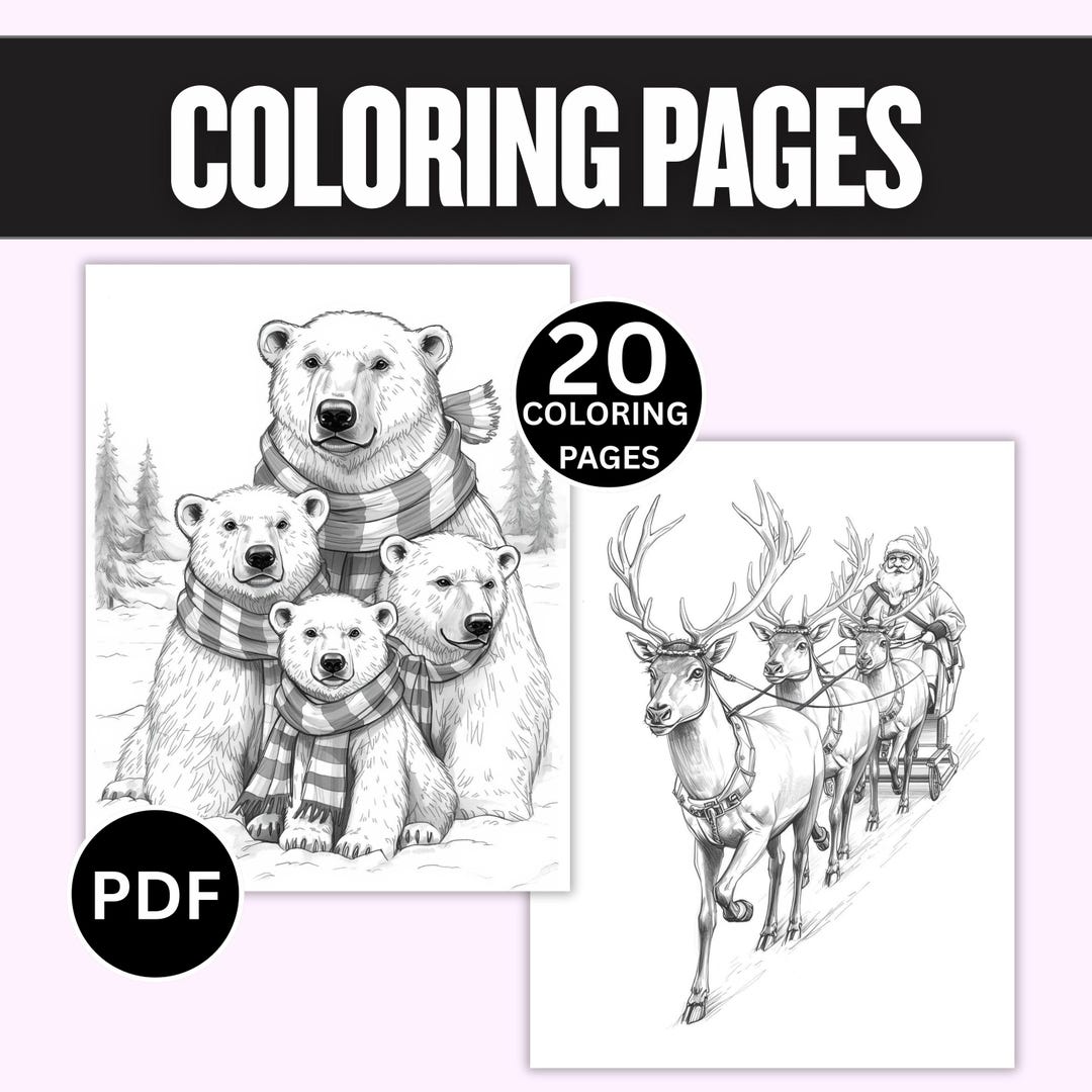 Coloring Book Winter Holiday Printable Cozy Christmas Activity Relaxing ...