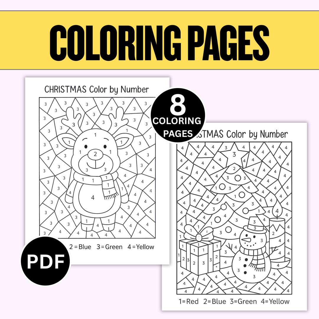 Christmas Color by Number, Kids Printable Holiday Activity (PDF) - Etsy
