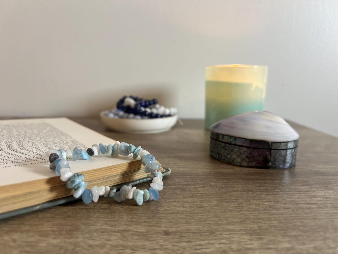 Beachcomber Bracelet • Aquamarine, Larimar & Moonstone Triple Stone ...