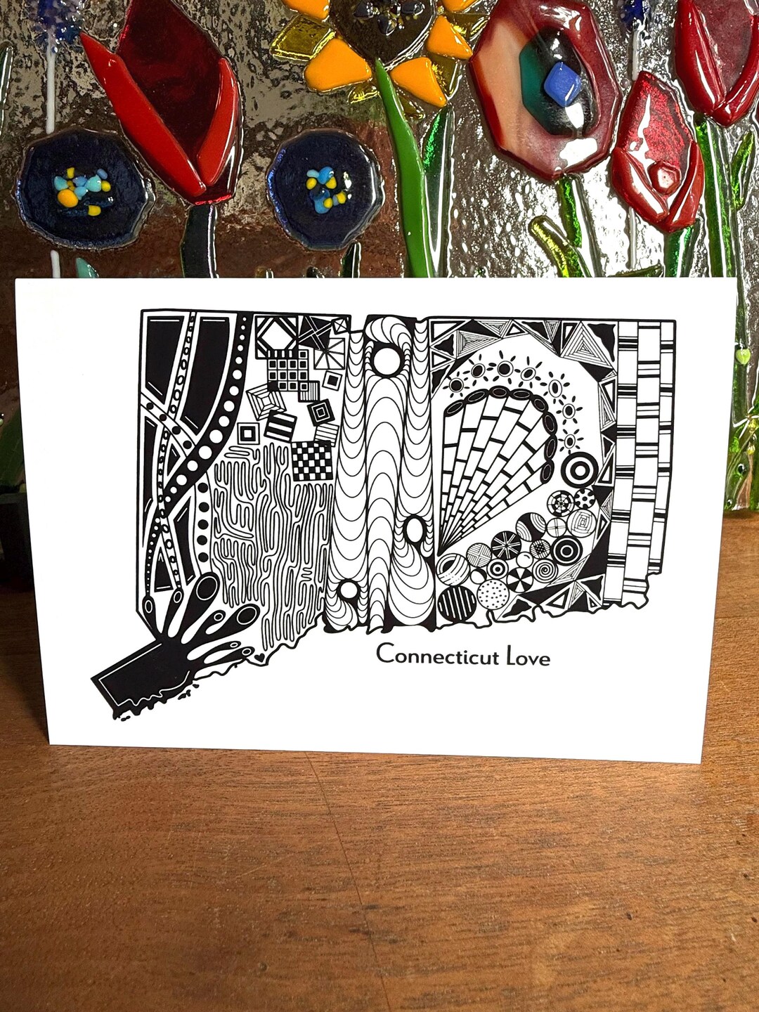 Connecticut Zentangle Blank Greeting Card Set- 10 Black & White Cards ...