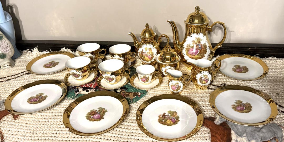 Bavarian 24K Gold Handarbeit Porcelain Tea Set - Etsy
