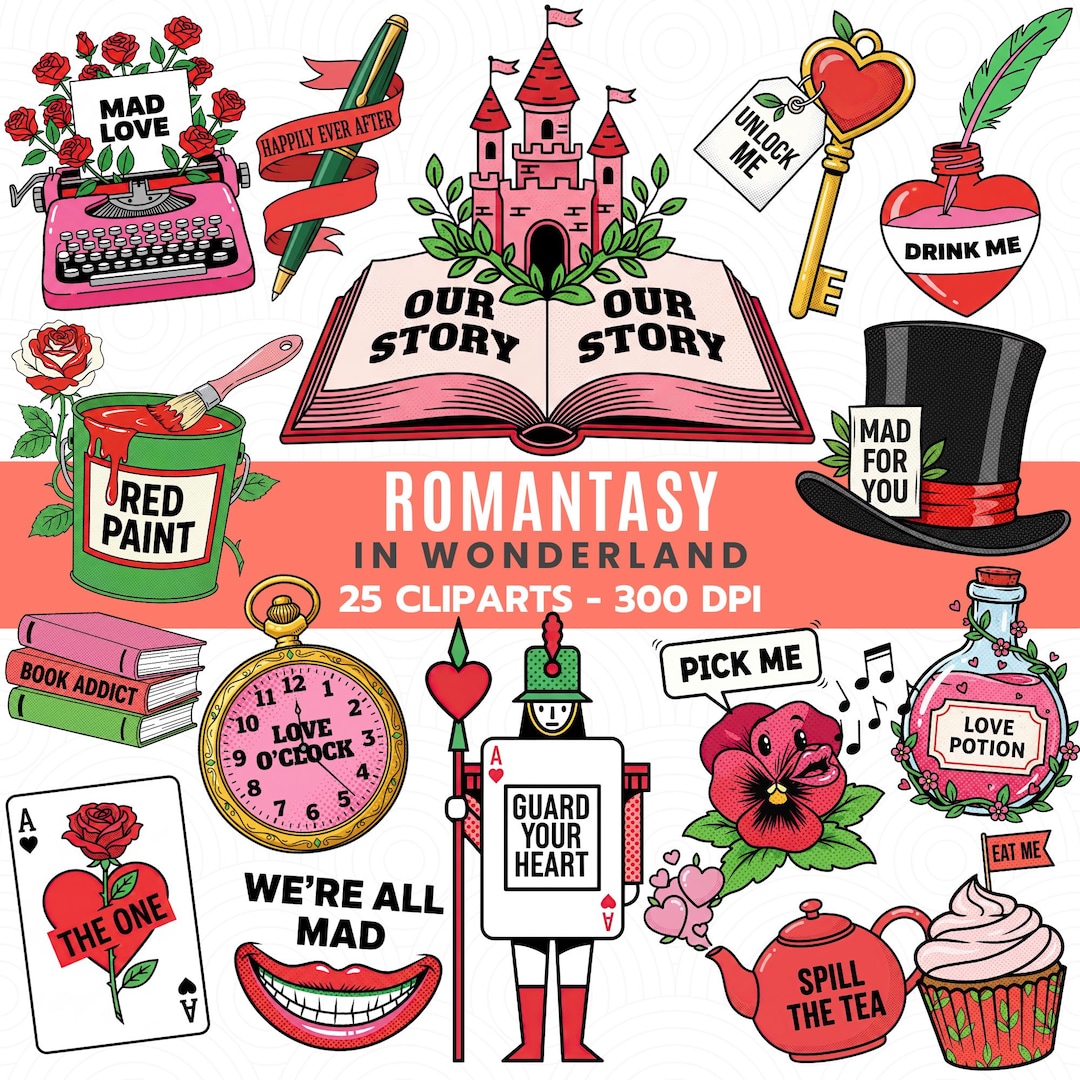 Romantasy Wonderland Clipart Set | Fairy Tale Love Pngs for Bookish ...