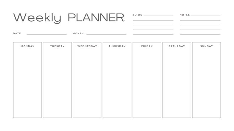 Weekly Planner - Customizable Start Day (monday or Sunday) - Etsy