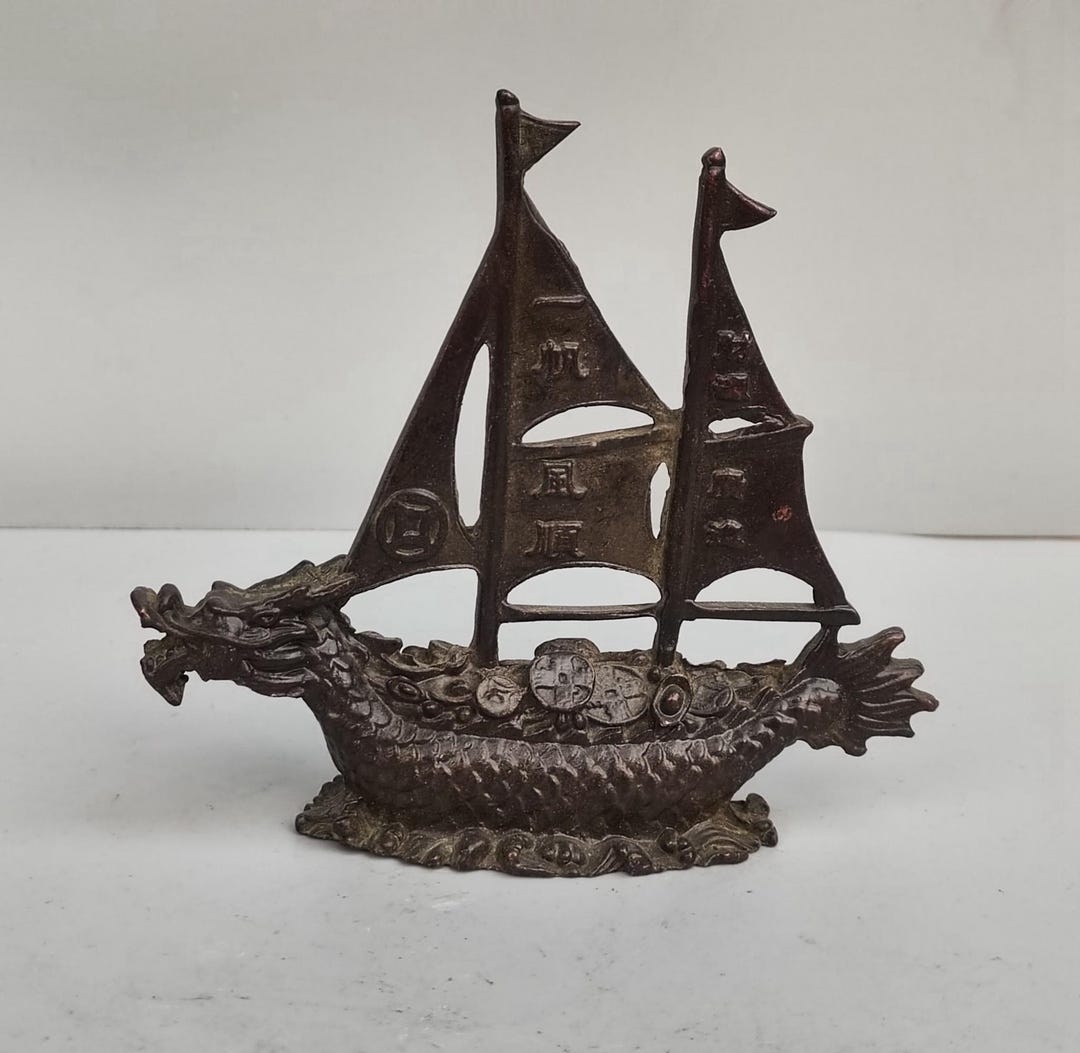 Vintage Bronze Carved Sail Statue: Feng Shui Statue - Etsy