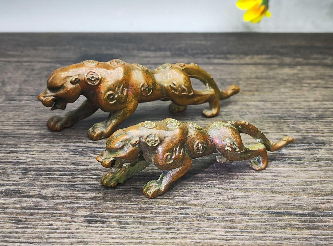 Vintage Bronze Carved Leopard Statue: Feng Shui Statue - Etsy