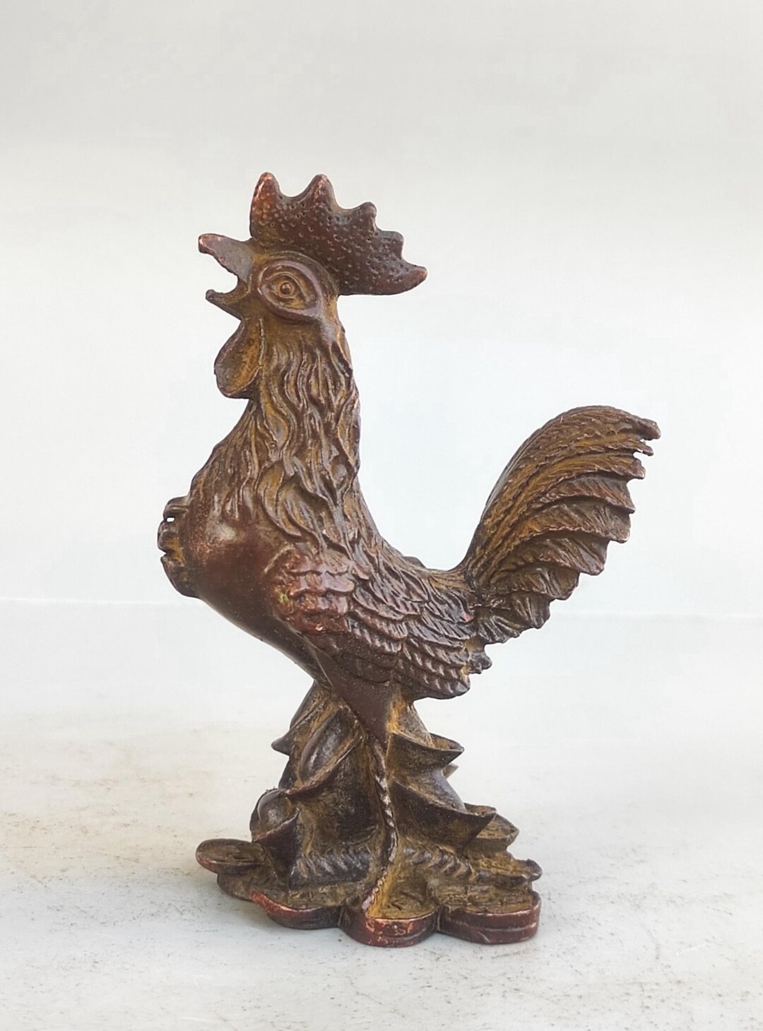 Vintage Bronze Carved Rooster Statue: Feng Shui Statue - Etsy