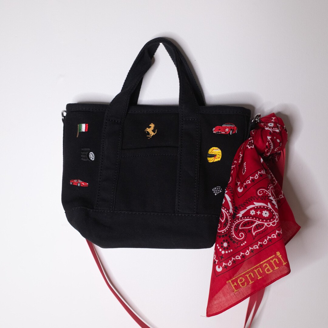 Ferrari Racing Canvas Tote Bag, Embroidered Emblems, Lands' End Pocket ...