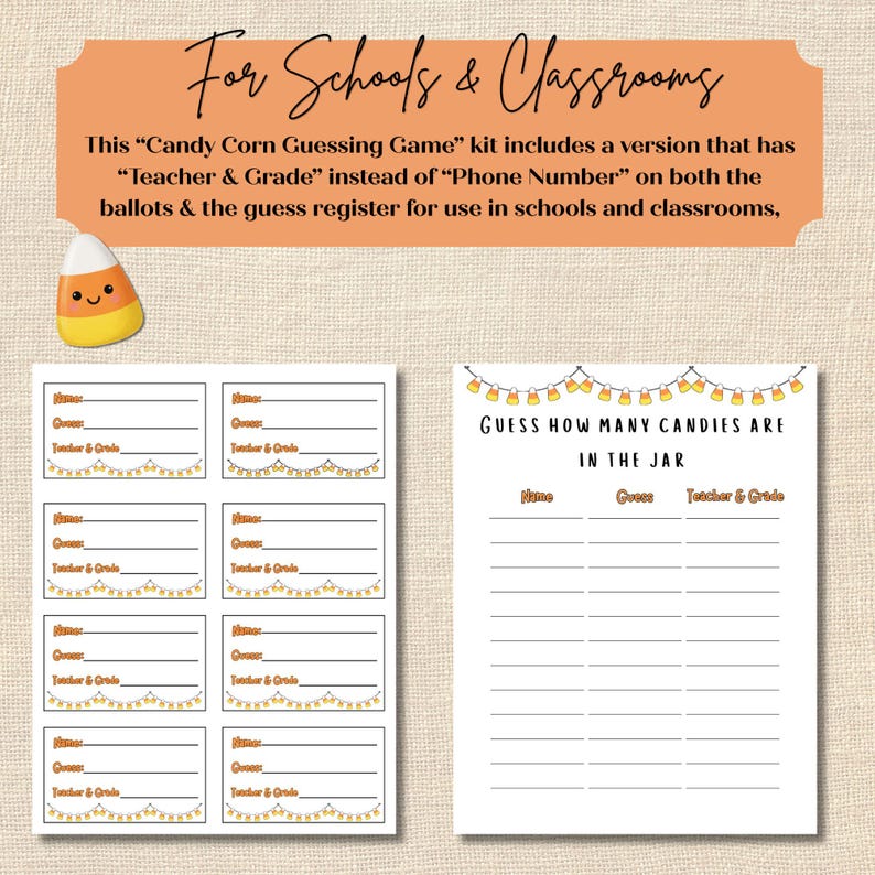 Candy Corn Guessing Game, Halloween Party Activity (digital Download ...