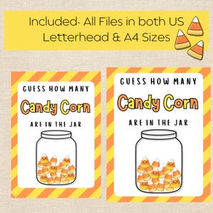 Candy Corn Guessing Game, Halloween Party Activity (digital Download ...