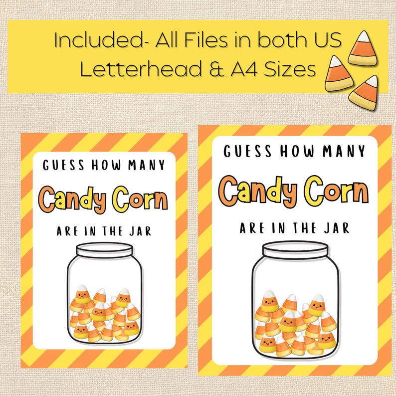 Candy Corn Guessing Game, Halloween Party Activity (digital Download ...