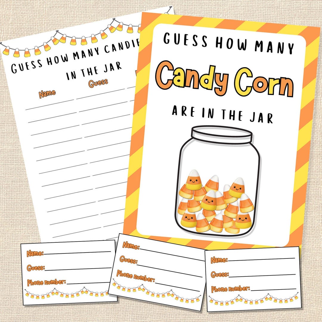 Candy Corn Guessing Game, Halloween Party Activity (digital Download ...