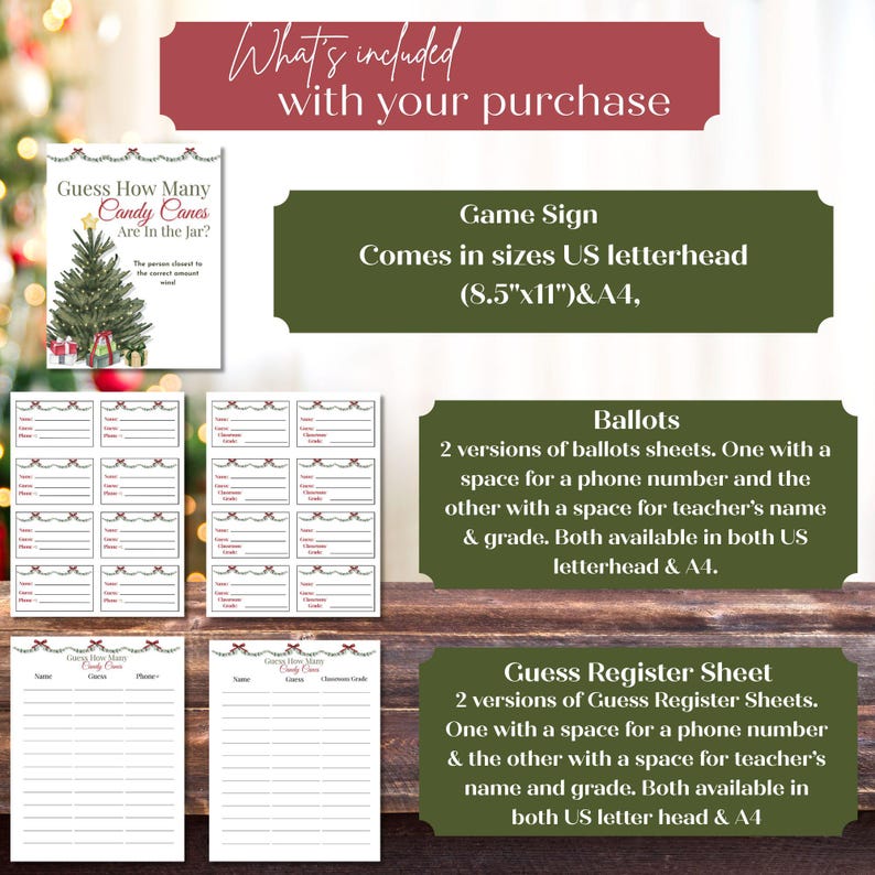 Christmas Candy Cane Guessing Game: Holiday Party Printable (digital ...