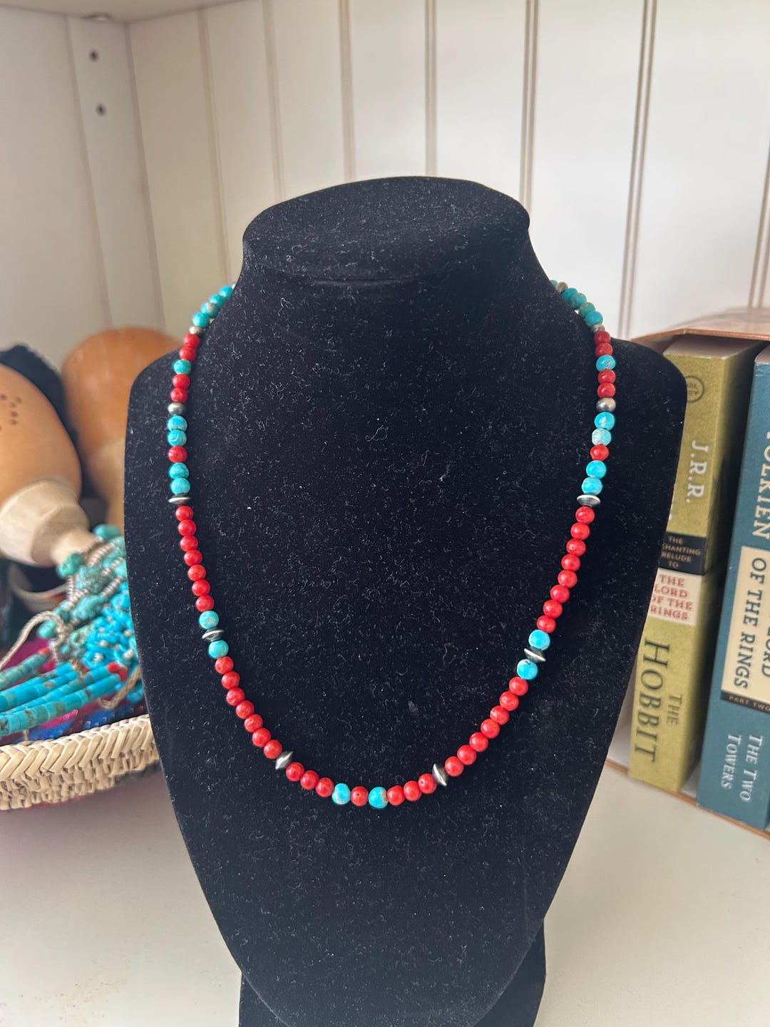 Sleeping Beauty Turqoise With Italian Coral and Navajo Pearls ...