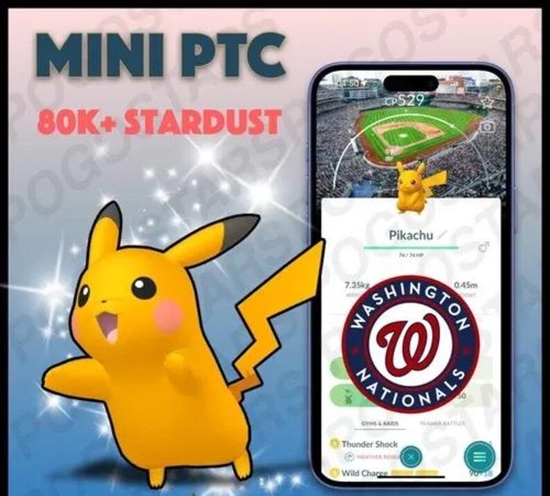 Pokémon PTC Go - Shiny Pikachu MLB Washington Nationals Special ...
