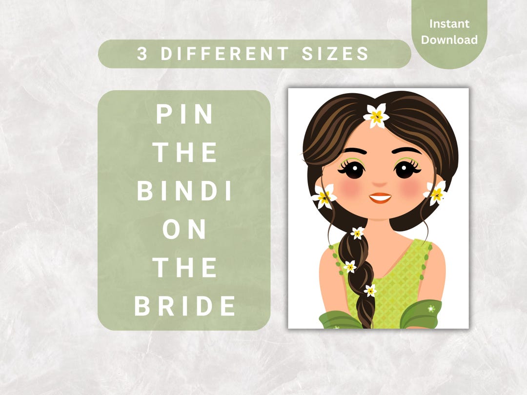 Pin the Bindi/bhindi on the Bride Poster Indian Wedding Game Bridal ...