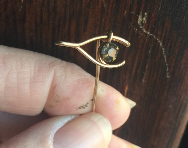 Antique Rose Gold Filled GF Victorian Wish Bone Stick Pin Paste ...