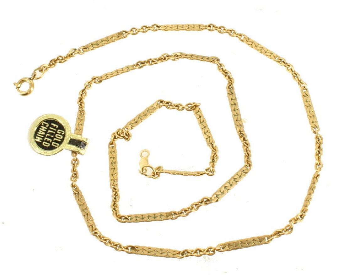 Rare Vintage 12K GF Gold Filled Chain Link Necklace New Old Stock W/tag ...