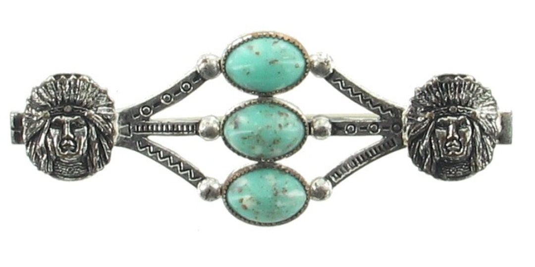 Vintage Navajo Native American Indian Chief Silver Tone Confetti ...